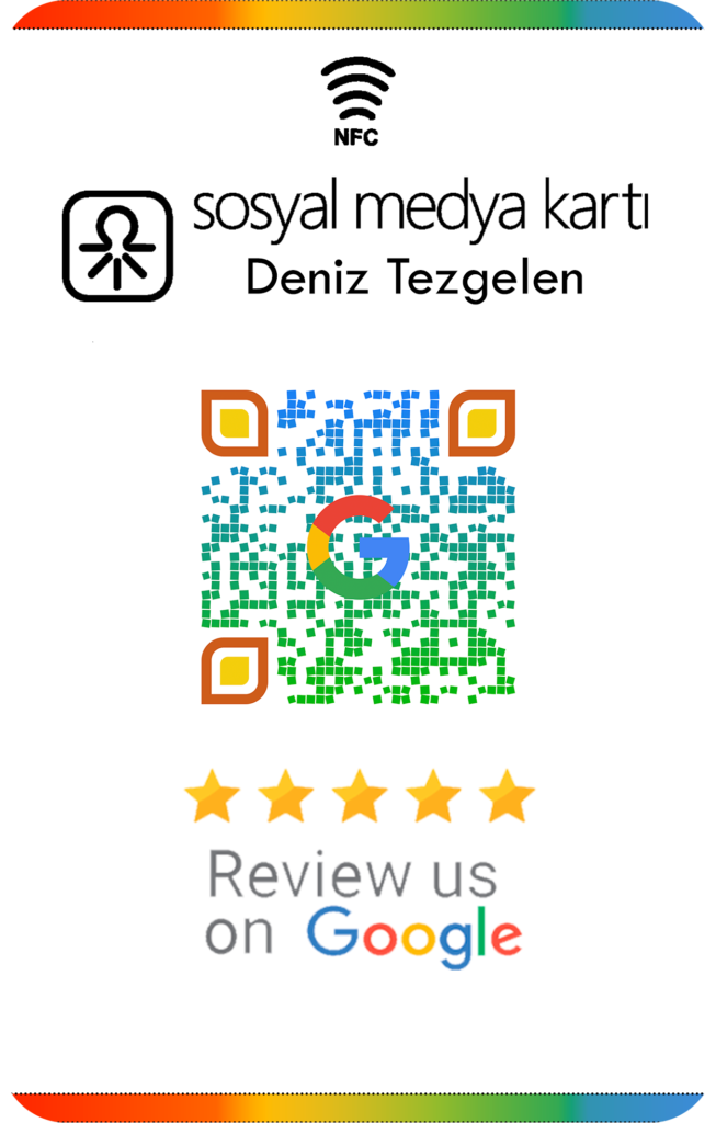 Google Yorum ve Puan Kartı (Materyal: PVC Kart) - Sosyal Medya Kartı